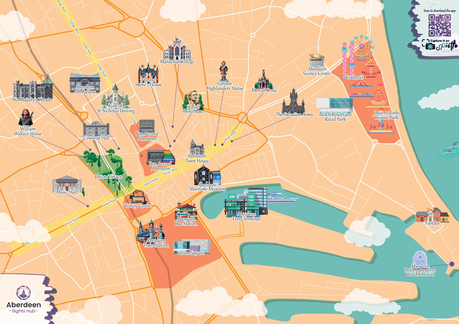 Aberdeen Tourist Map | Aberdeen Sights Hub